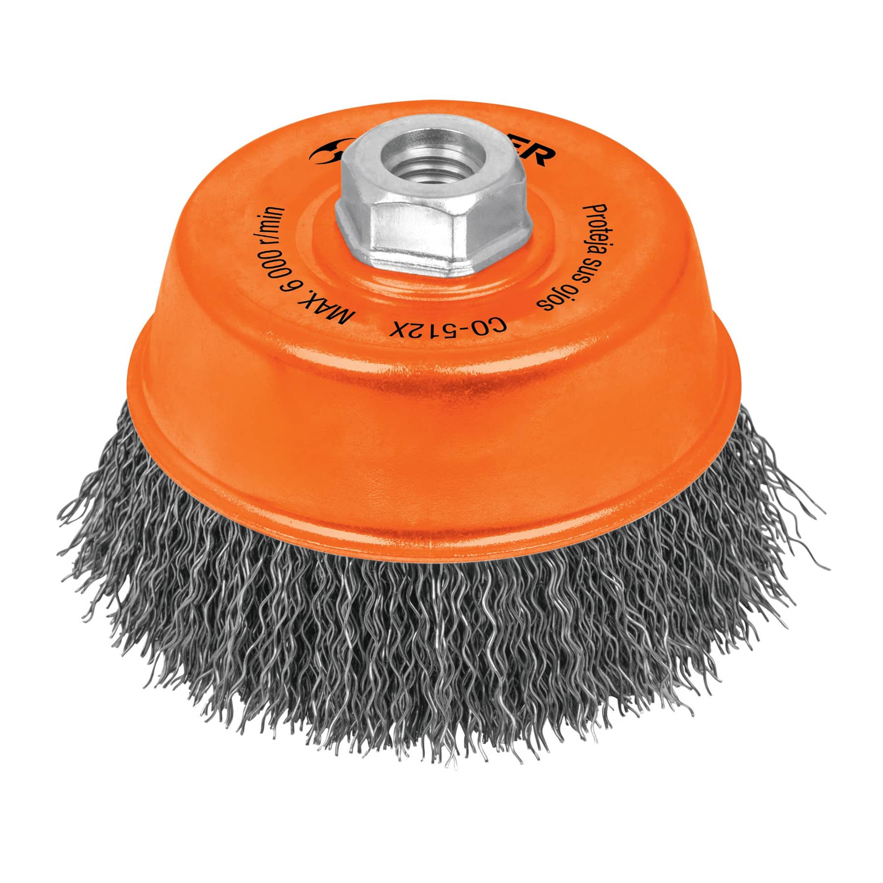 Carda copa 5' alambre ondulado grueso, eje 5/8'-11, Truper - Fara Industrial